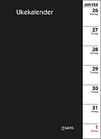 Avtalebok 7.sans ukekalender 148x210mm | ARK Bokhandel
