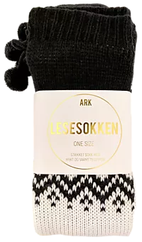 Lesesokk ARK strikk sort/hvit | ARK Bokhandel