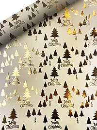 Gavepapir trær 2M kraft gullfolie hvit | ARK Bokhandel