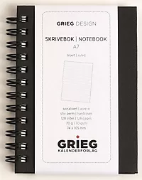 Spiralbok GRIEG A7 128s linjer sort | Ark.no