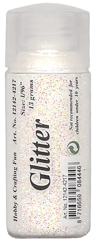 Glitter 15g hvit/perlemor | ARK Bokhandel